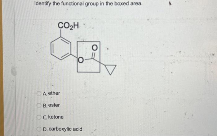 Solved Identify the functional group in the boxed area. A. | Chegg.com