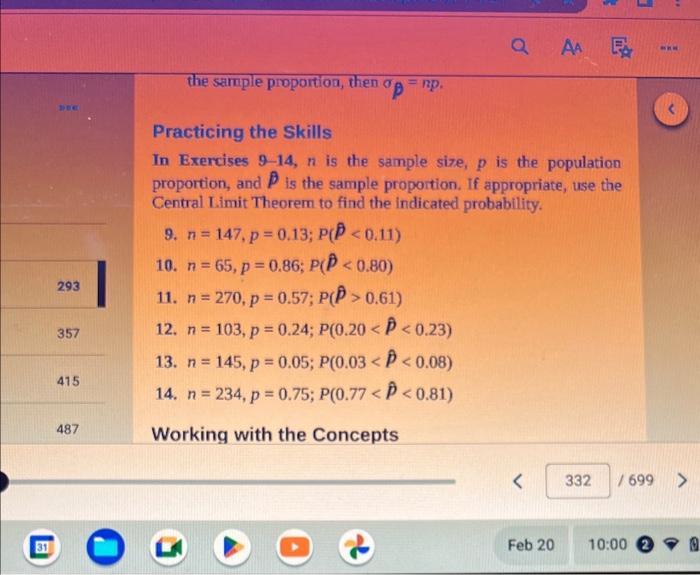 Solved The Sample Proportion Then σpnp Practicing The 1961