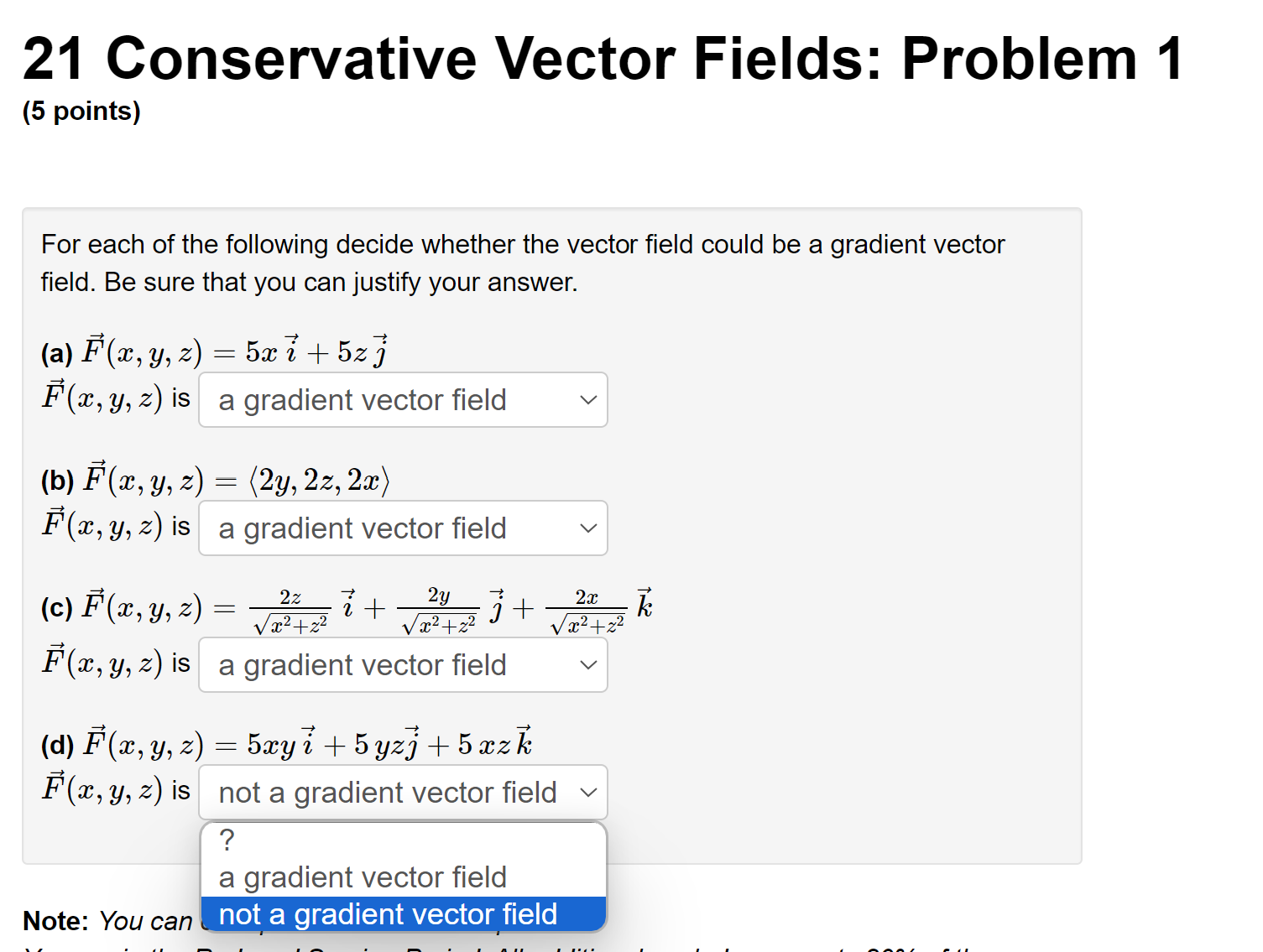 Solved For each of the following decide whether the vector | Chegg.com