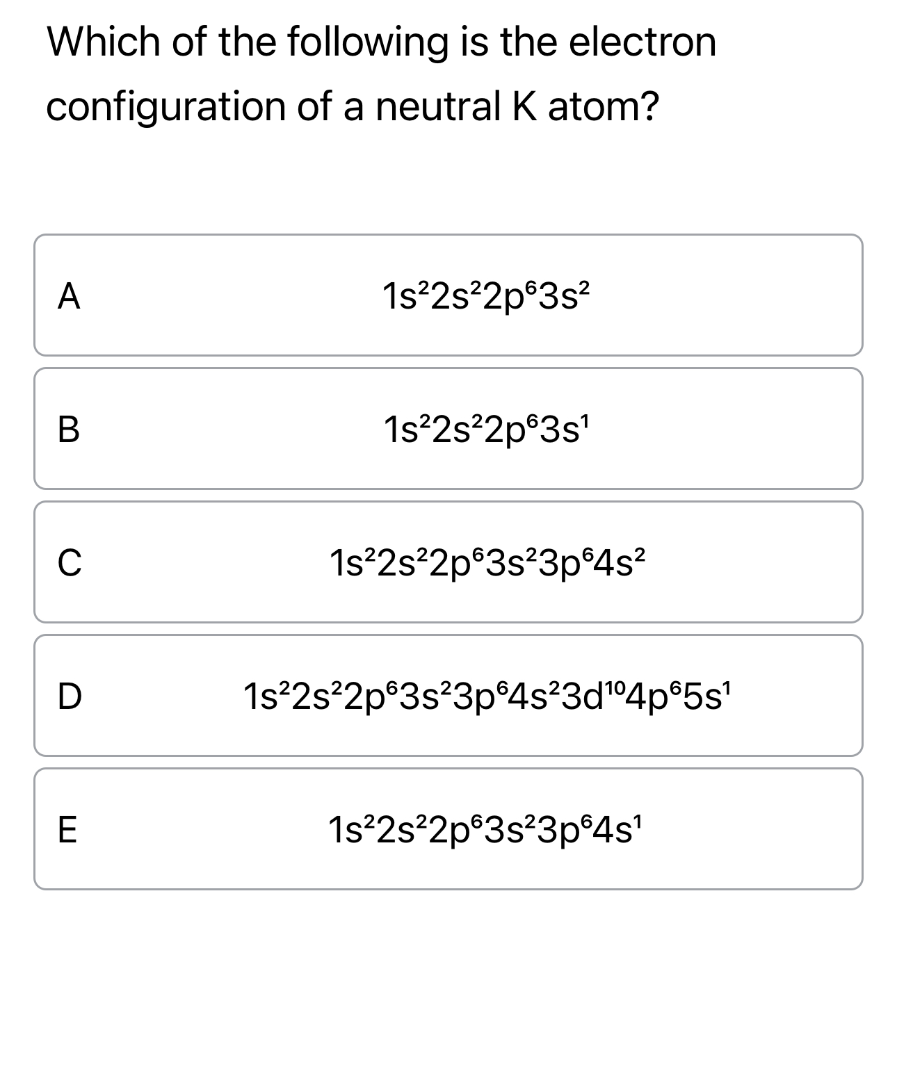 Solved Which of the following is the electron configuration | Chegg.com