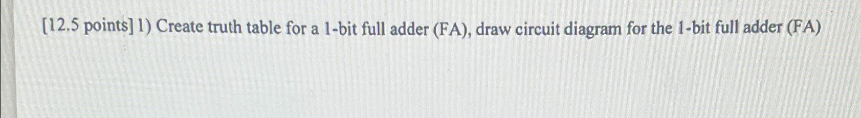Solved [12.5 ﻿points] 1) ﻿Create truth table for a 1-bit | Chegg.com
