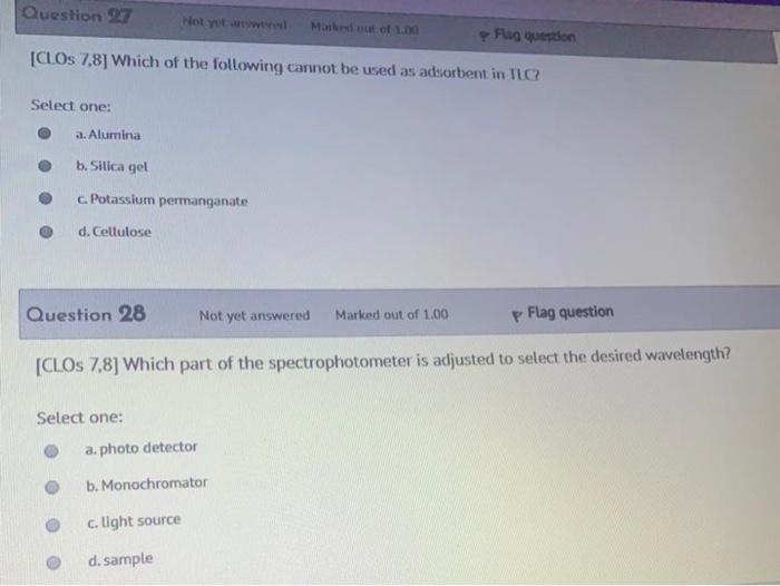 Solved Question 27 Not Yet Answers Make Ut Of 1 00 Flag Chegg