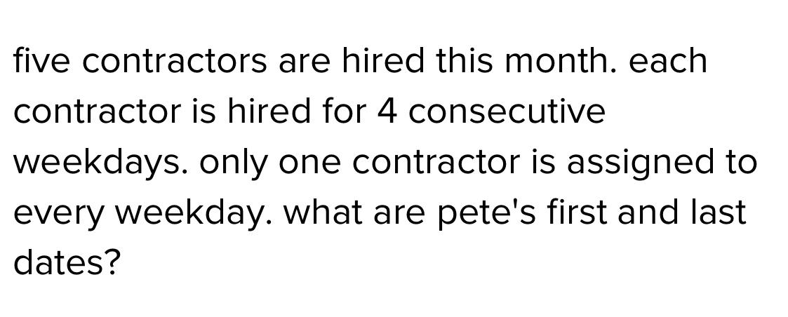 Solved five contractors are hired this month. each | Chegg.com