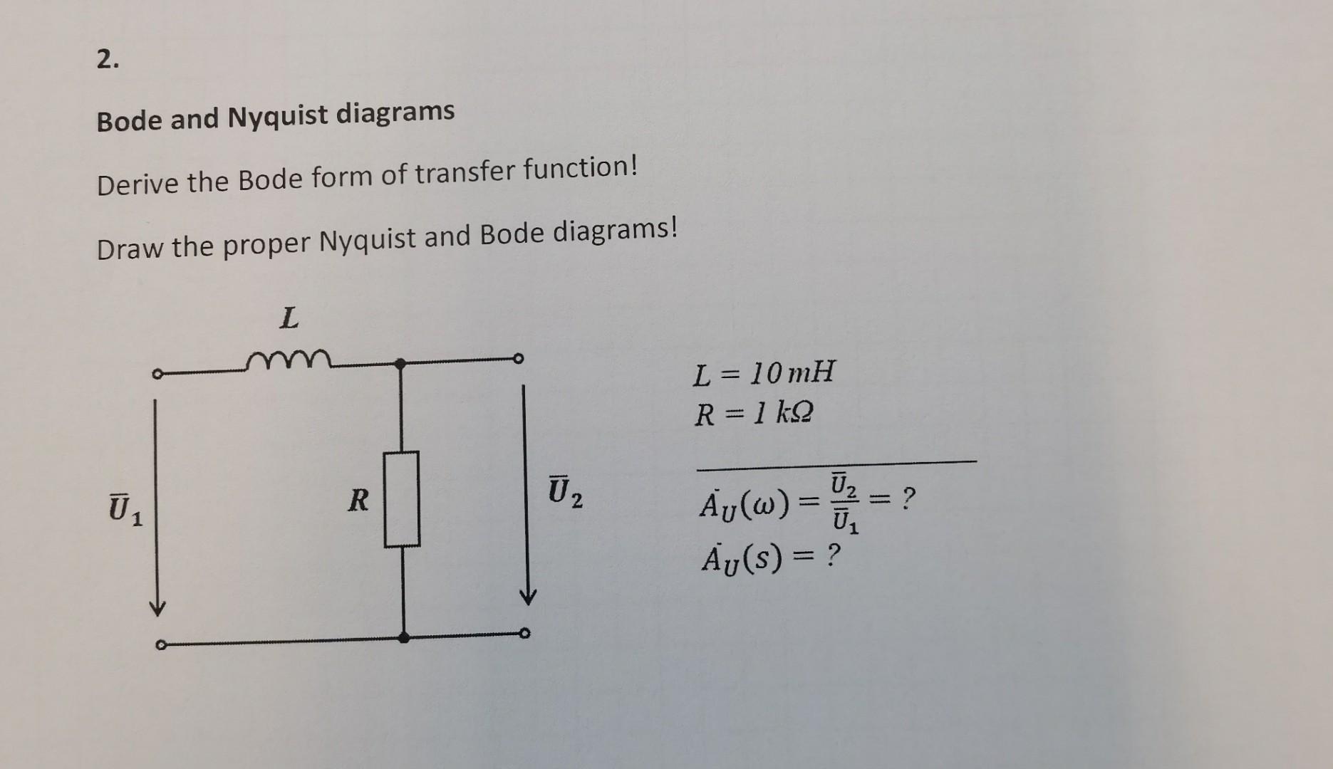 Solved 2. Bode and Nyquist diagrams Derive the Bode form of | Chegg.com