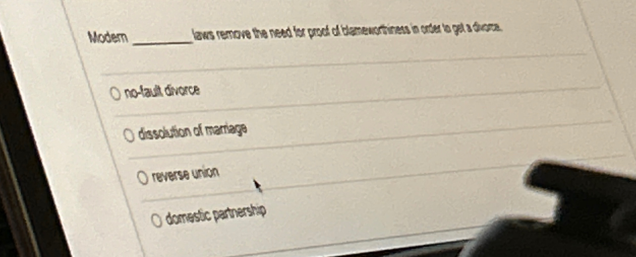 Solved modern_____ ﻿laws remove the need for proof of | Chegg.com