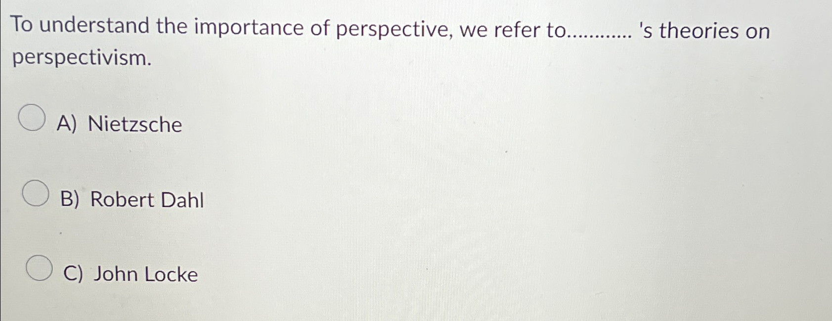 Solved To understand the importance of perspective, we refer | Chegg.com