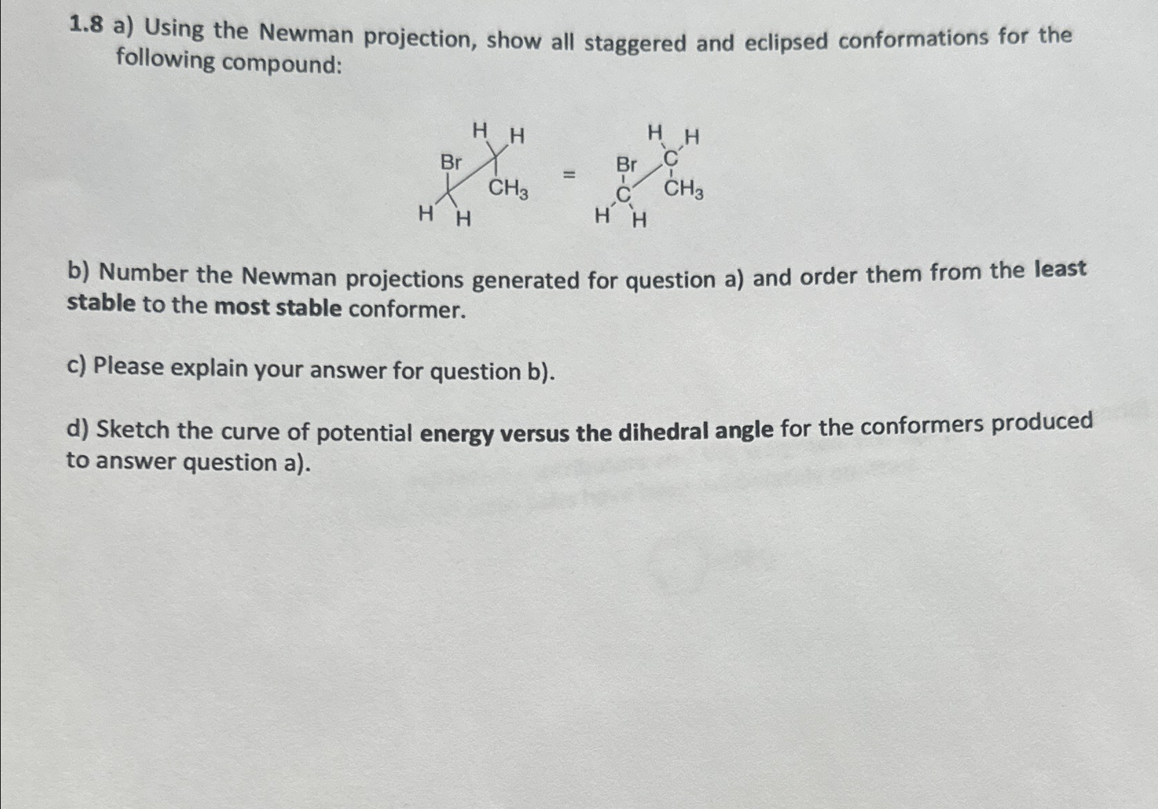 Potential Energy Diagram Newman Projection Newman Projection Potential Energy Diagram Newman Projection Newman Projection