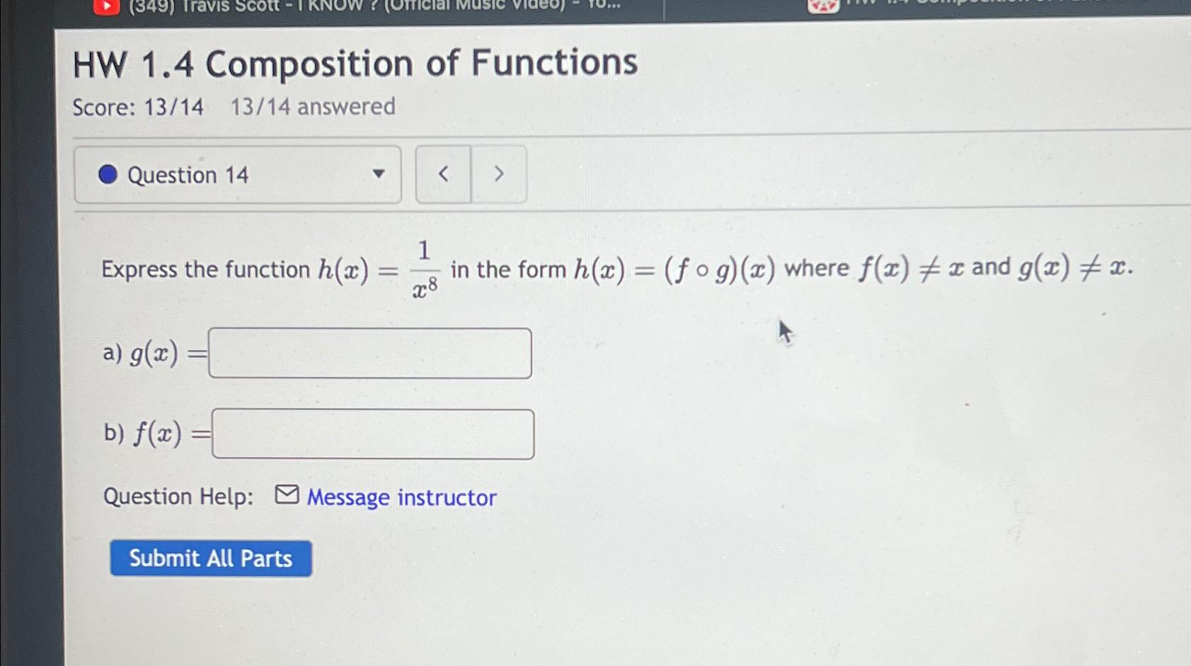 Solved HW 1.4 ﻿Composition of FunctionsScore: 13/14 13/14 | Chegg.com