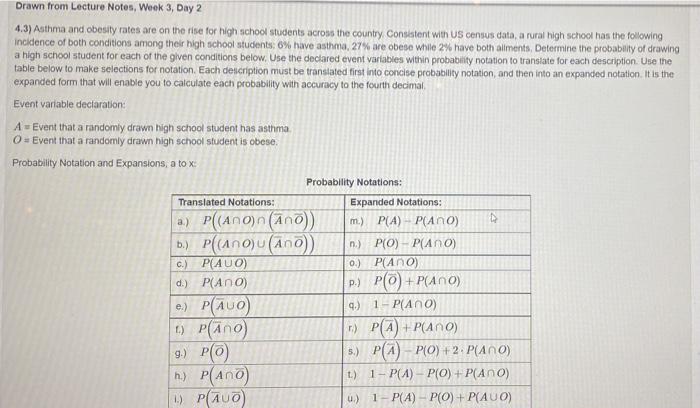 Solved Drawn from Lecture Notes, Week 3, Day 2 4.3) Asthma | Chegg.com