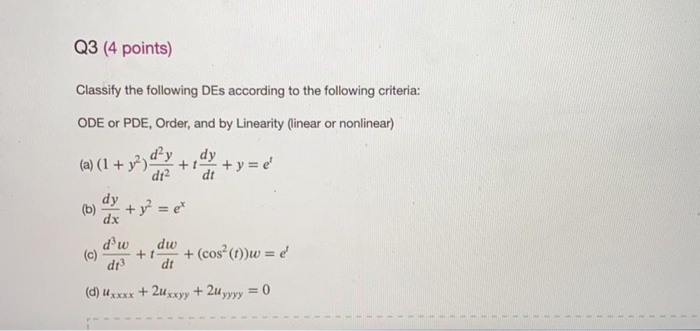 Solved Q3 (4 points) Classify the following Des according to | Chegg.com
