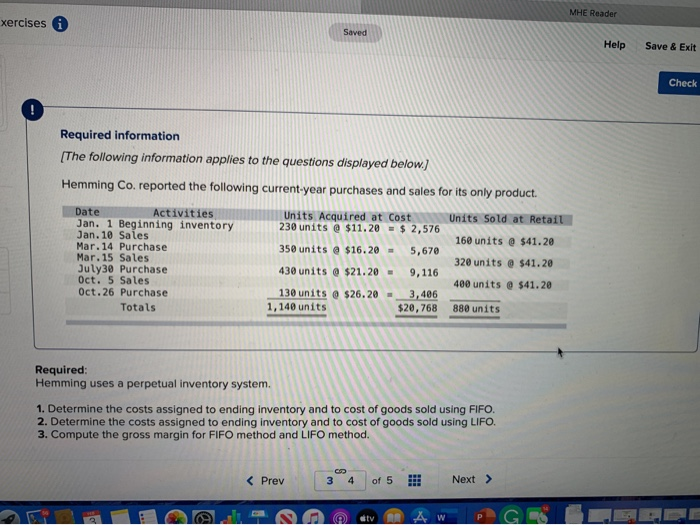 Solved MHE Reader xercises Saved Help Save & Exit Check | Chegg.com