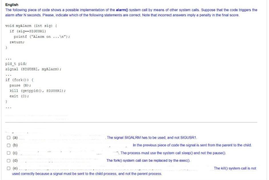 Solved English The following piece of code shows a possible | Chegg.com