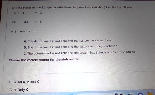 Solved Use the matnx method (together with elementary row | Chegg.com