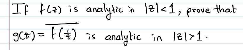 Solved If f(z) is ﻿analytic in |z|