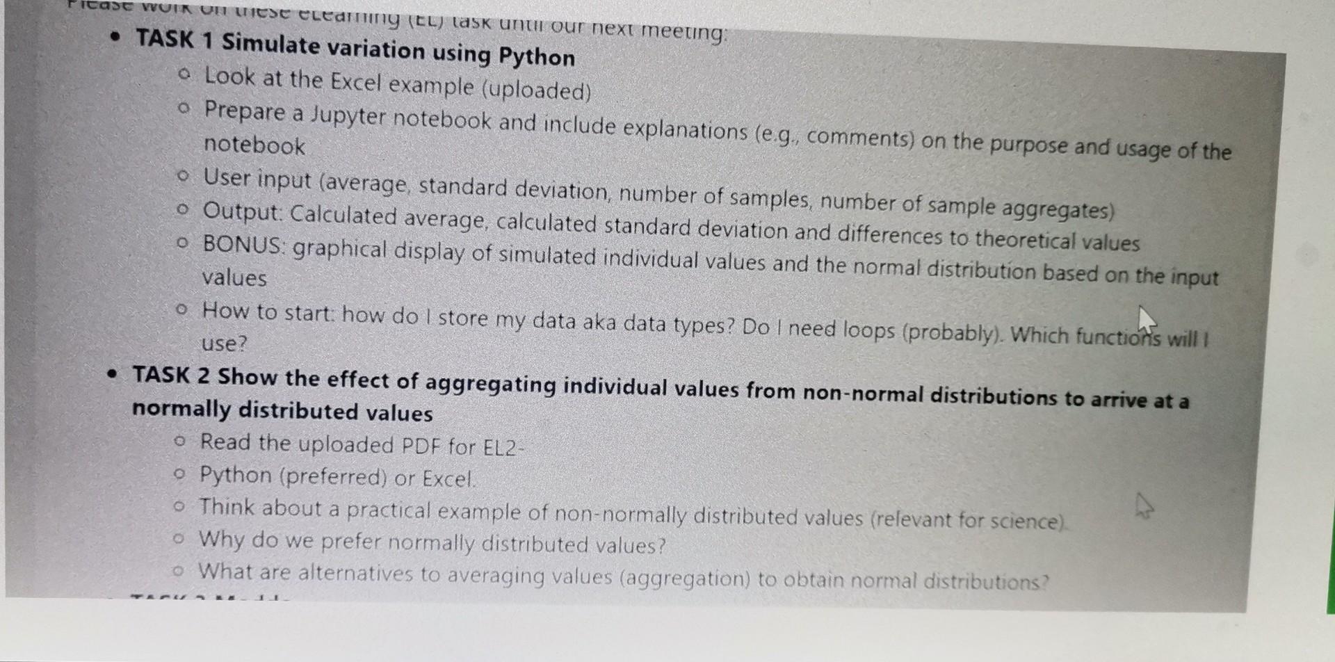 Solved - TASK 1 Simulate variation using Python Look at the | Chegg.com