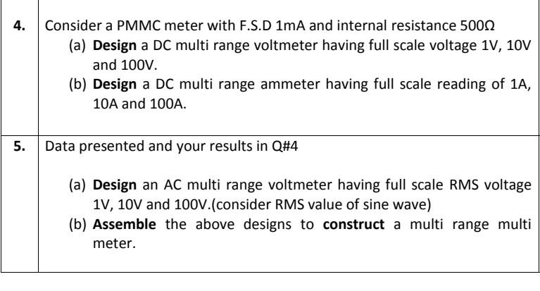 Solved 4. Consider a PMMC meter with F.S.D 1mA and internal | Chegg.com