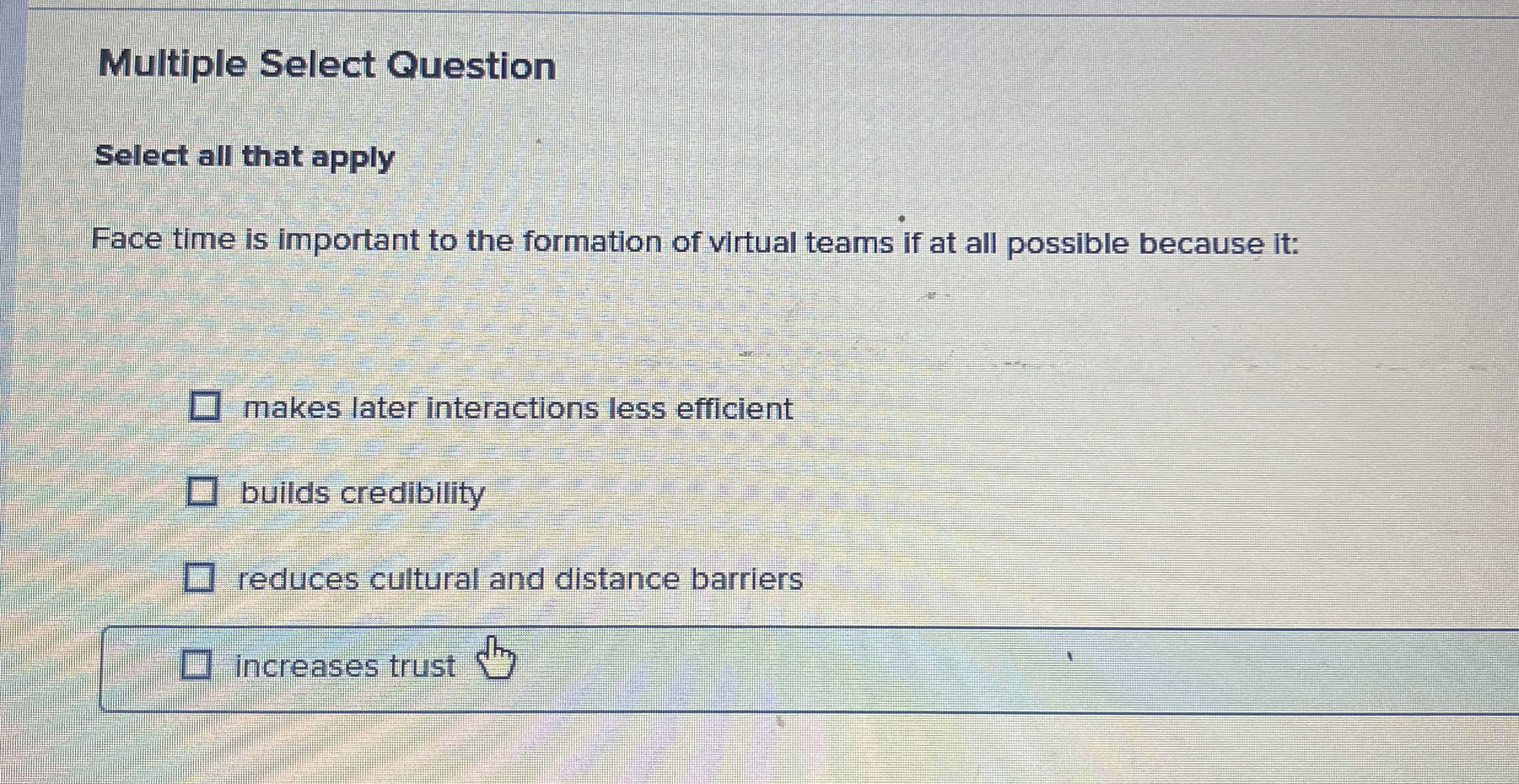 Solved Multiple Select QuestionSelect all that applyFace | Chegg.com