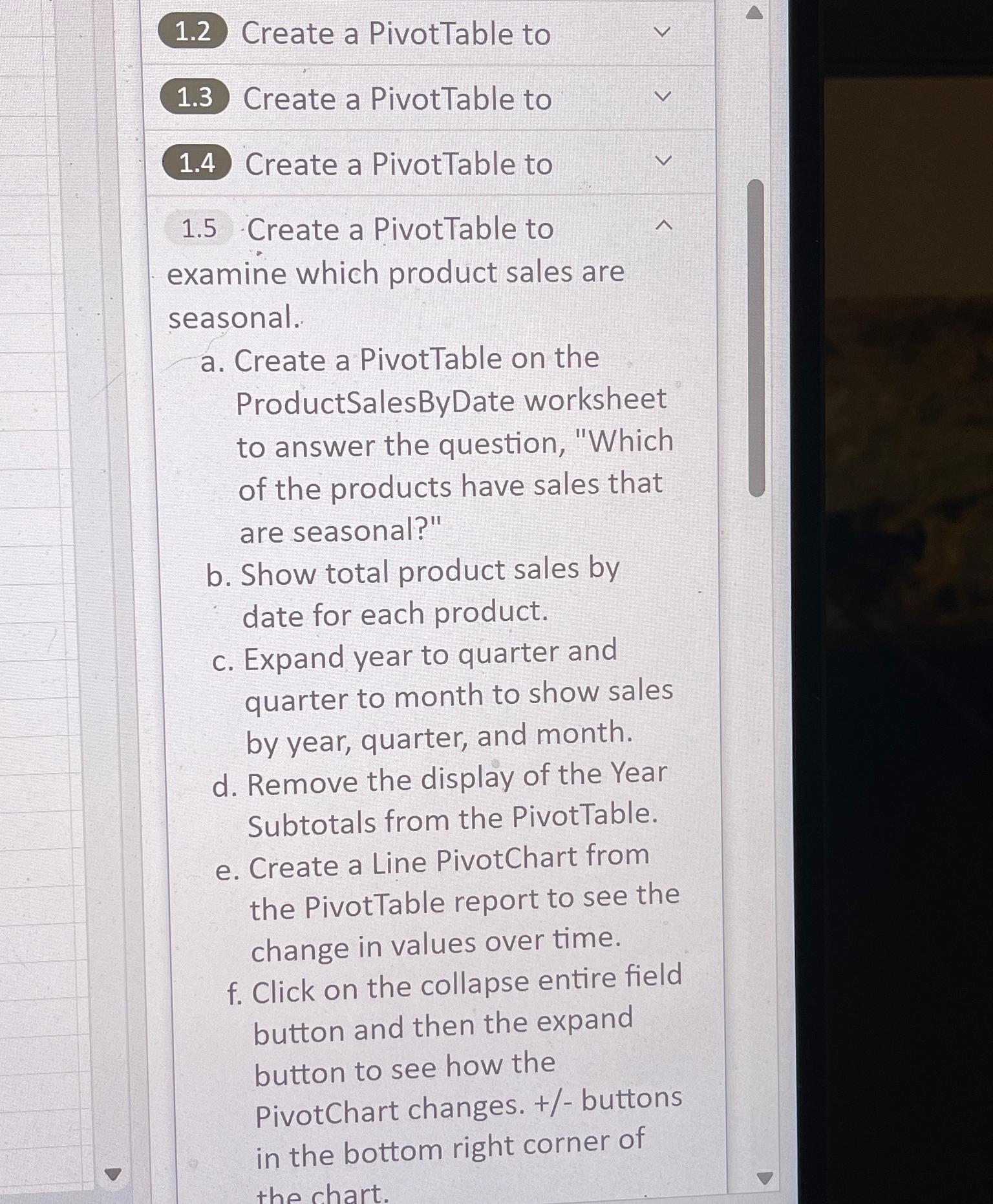 Solved Create a PivotTable toCreate a PivotTable toCreate a | Chegg.com