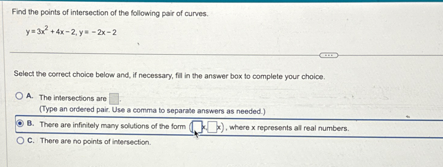 Solved Find the points of intersection of the following pair | Chegg.com