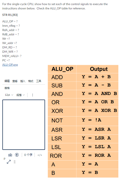 Solved For the single-cycle CPU, show how to set each of the | Chegg.com