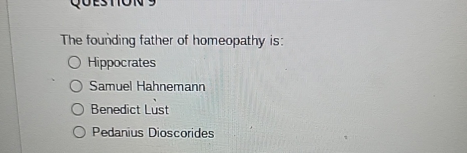 Solved The founding father of homeopathy | Chegg.com