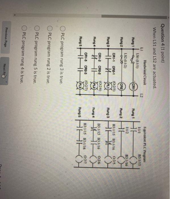 Solved Question 4 (1 point) When LS1 and LS2 are actuated. | Chegg.com