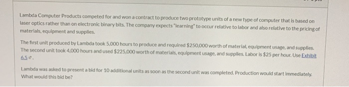 Solved Lambda Computer Products competed for and won a | Chegg.com