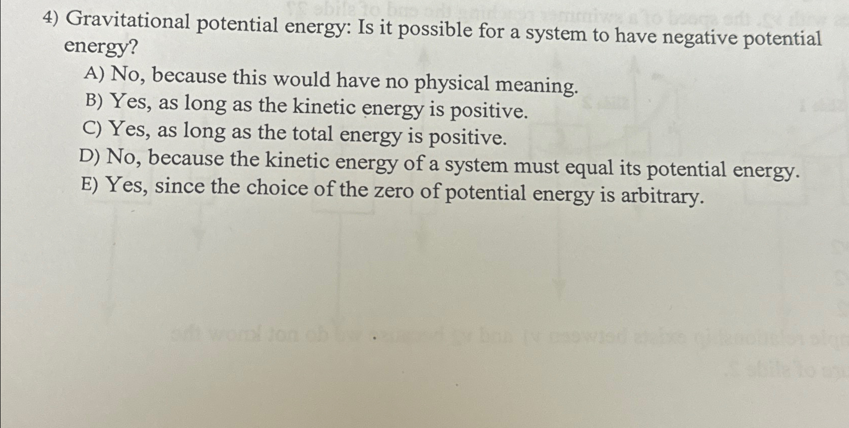 Gravitational potential energy: Is it possible for a | Chegg.com