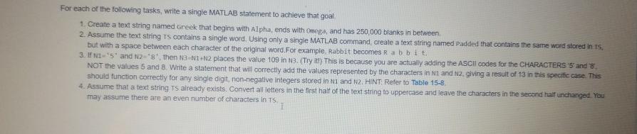 Solved For Each Of The Following Tasks Write A Single 