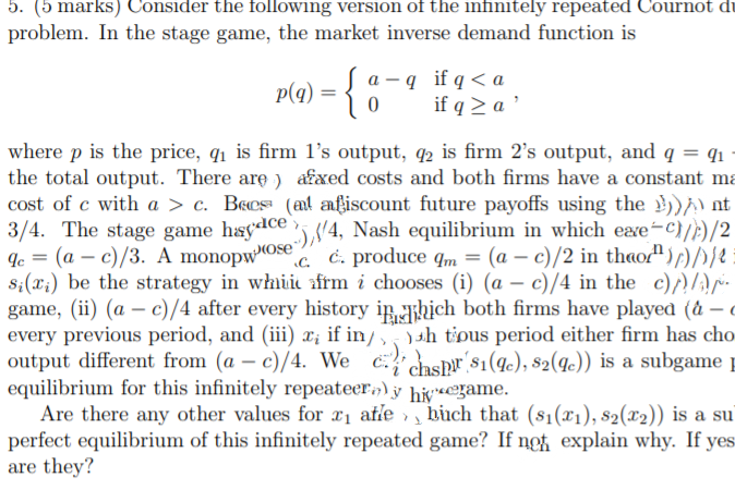 Solved 5. (5 marks) Consider the following version of the | Chegg.com