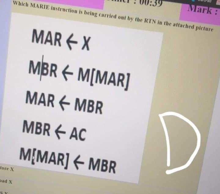 Solved Which MARIE instruction is being carried out by the | Chegg.com