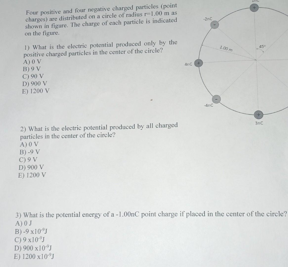 Solved Four positive and four negative charged particles | Chegg.com