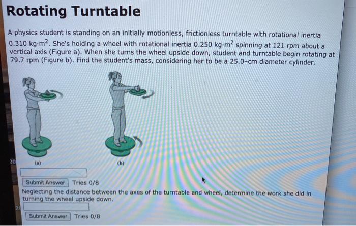 Solved Rotating Turntable A physics student is standing on | Chegg.com