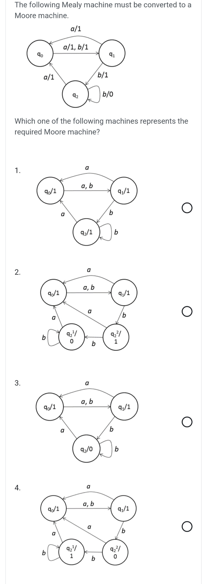 Solved The following Mealy machine must be converted to a | Chegg.com