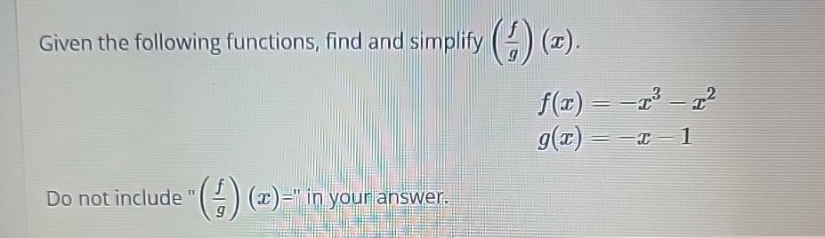 Solved Given the following functions, find and simplify | Chegg.com
