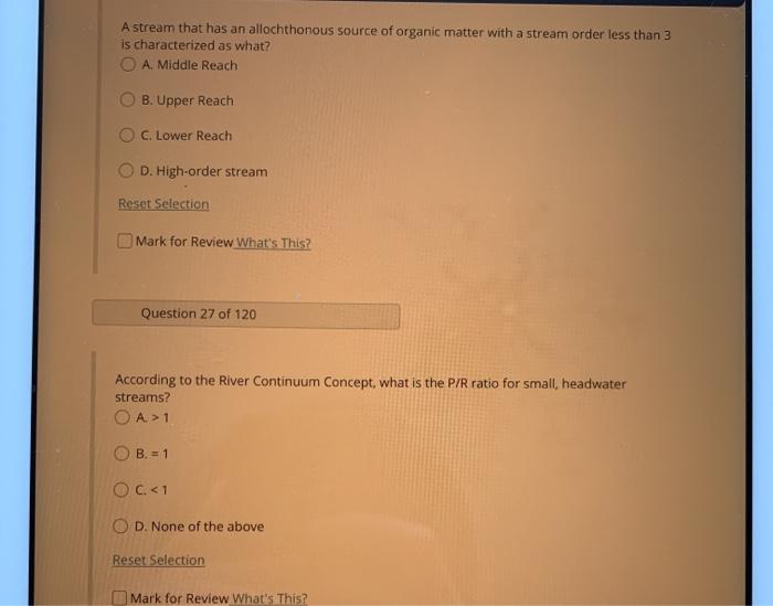 Solved A stream that has an allochthonous source of organic | Chegg.com