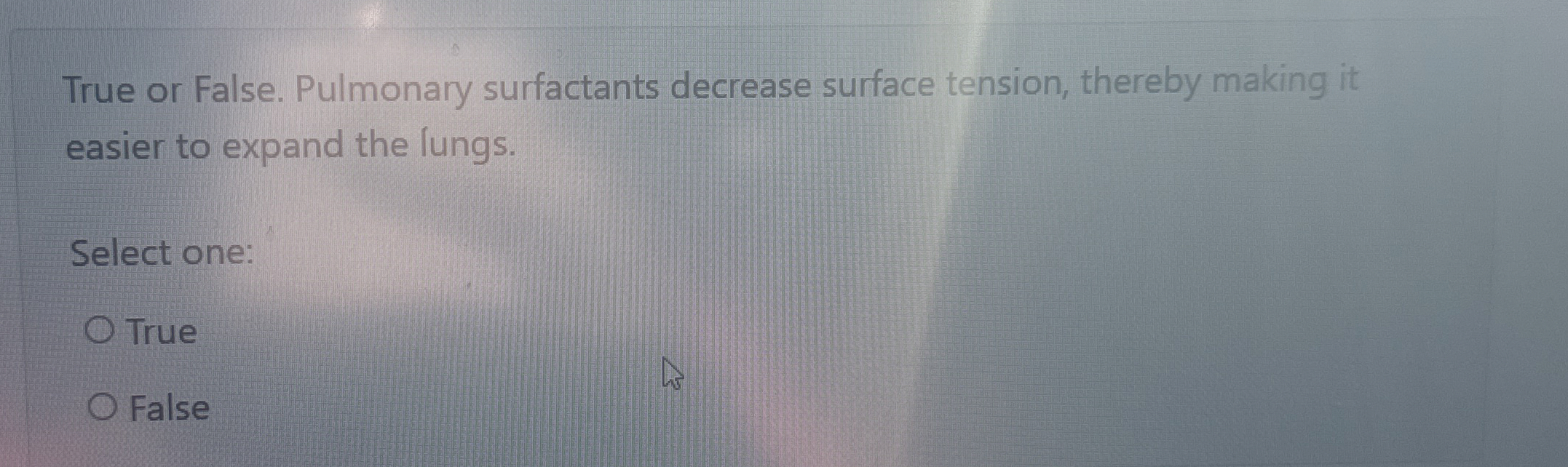 Solved True or False. Pulmonary surfactants decrease surface | Chegg.com