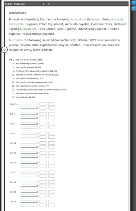 Solved Module 1 Problem Set Transactions Innovative | Chegg.com