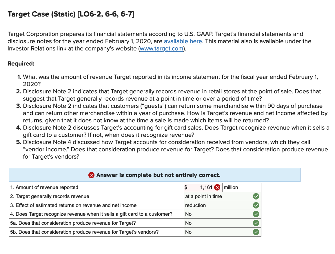 Solved Target Case (Static) [LO6-2, 6-6, 6-7]Target | Chegg.com