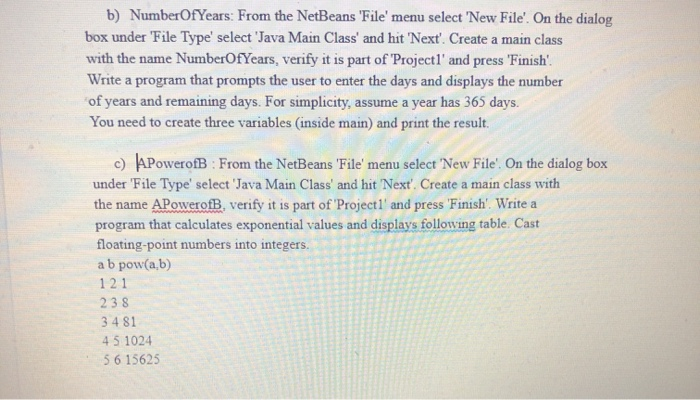 Solved a) Feet Meters: From the NetBeans 'File' menu select | Chegg.com