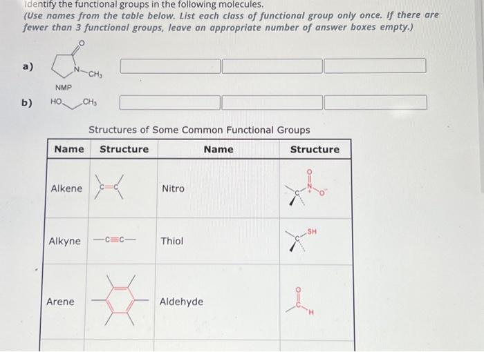 Solved Identify the functional groups in the following | Chegg.com