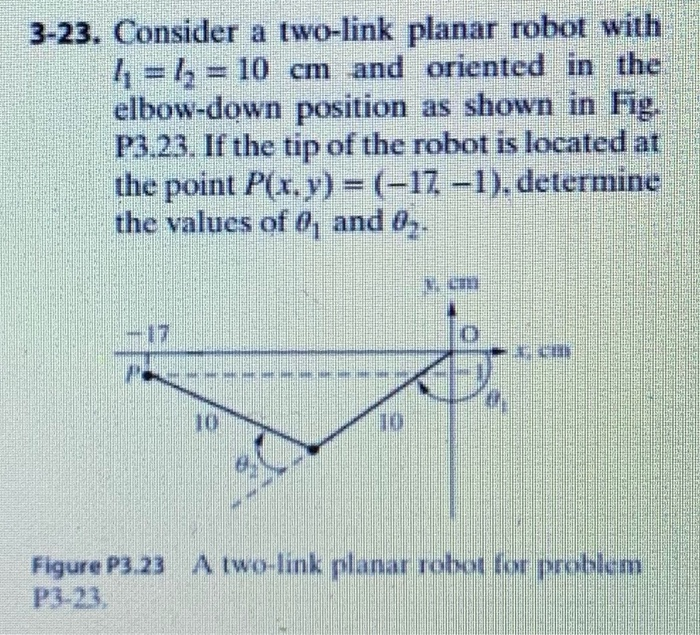 Solved 3-23. Consider a two-link planar robot with 1. = 12 = | Chegg.com