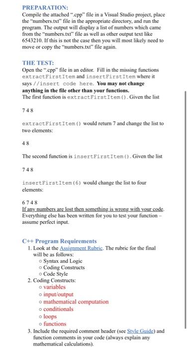 Solved PREPARATION: Compile the attached.cpp" file in a | Chegg.com