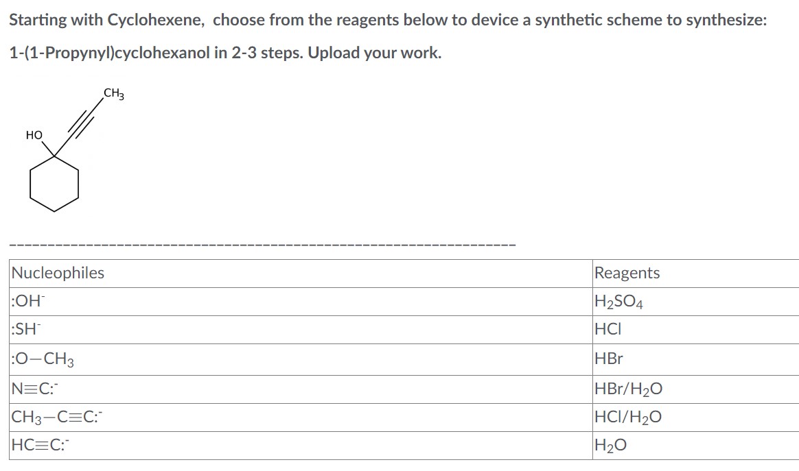 Starting with Cyclohexene, choose from the reagents | Chegg.com