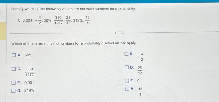 Solved identify which of the following values are not valid | Chegg.com