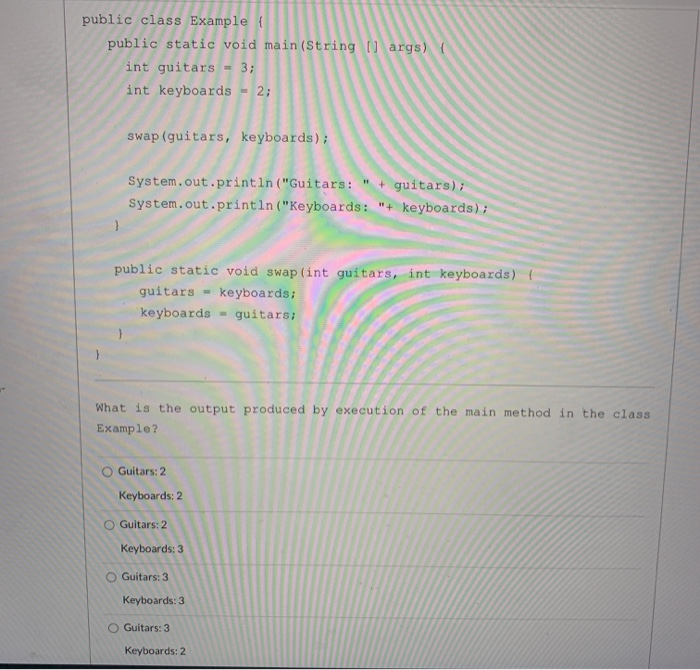 Solved public class Example public static void main(String[] | Chegg.com