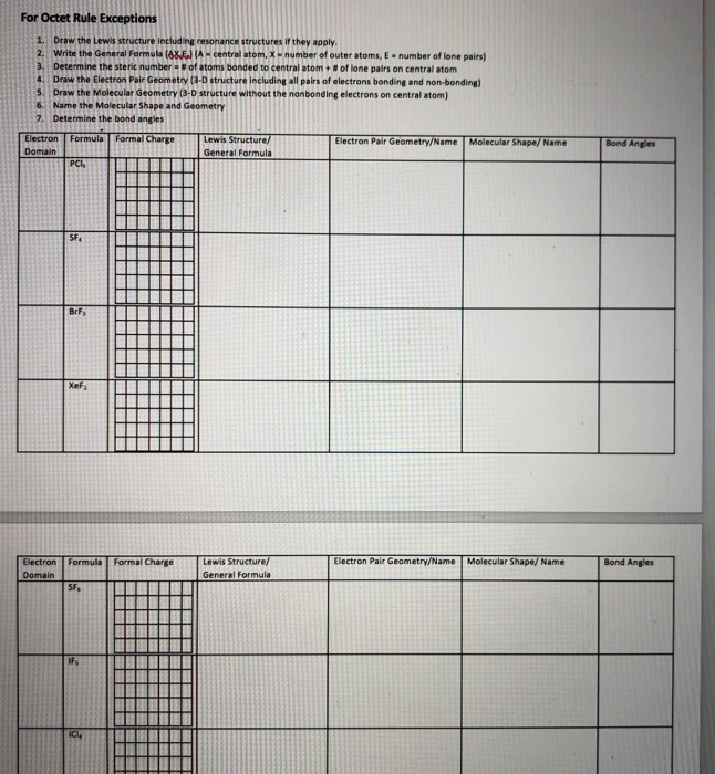 Solved For Octet Rule Exceptions 1. Draw the Lewis structure | Chegg.com