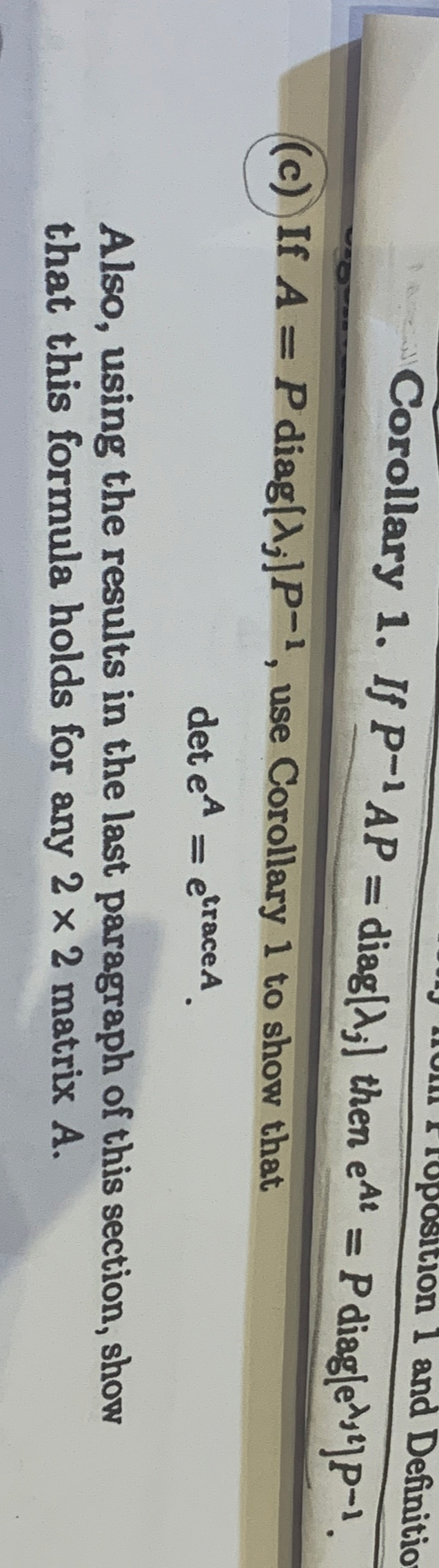 Solved Corollary 1. ﻿If P-1AP=diag[λj] ﻿then | Chegg.com