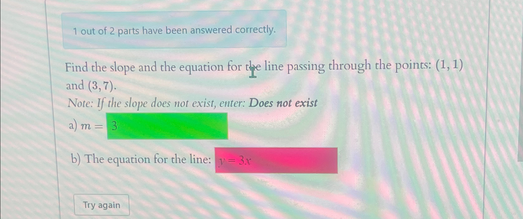 Solved 1 ﻿out of 2 ﻿parts have been answered correctly.Find | Chegg.com