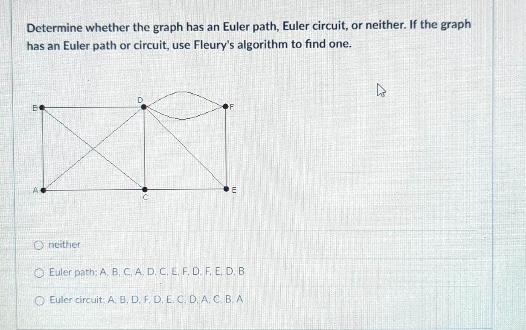 Solved Answer true or false. An Euler circuit always starts | Chegg.com